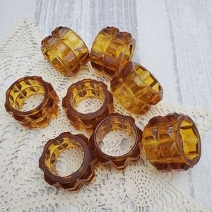 Vintage | Dining | Mcm Glass Amber Napkin Rings Set Of 8 | Poshmark